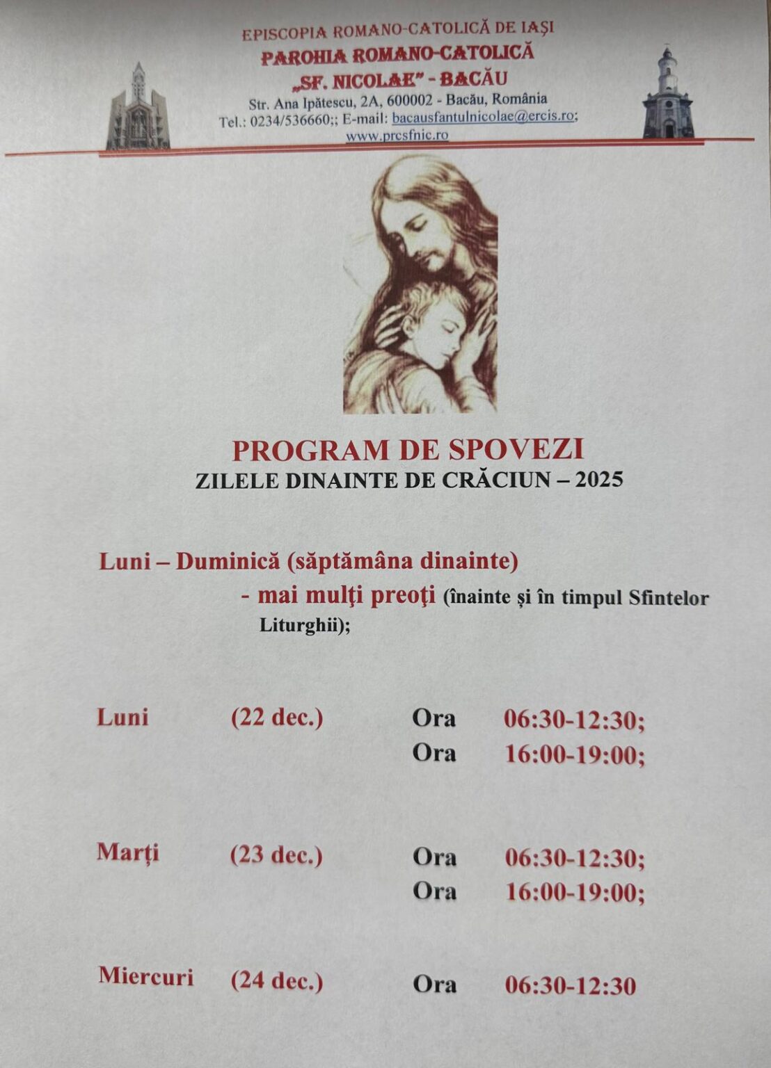 Program de spovezi – Crăciun 2025